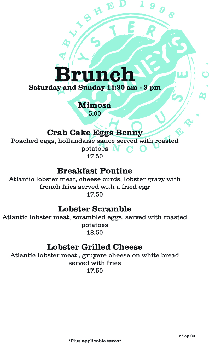 Our Menus - Rodney's Oyster House
